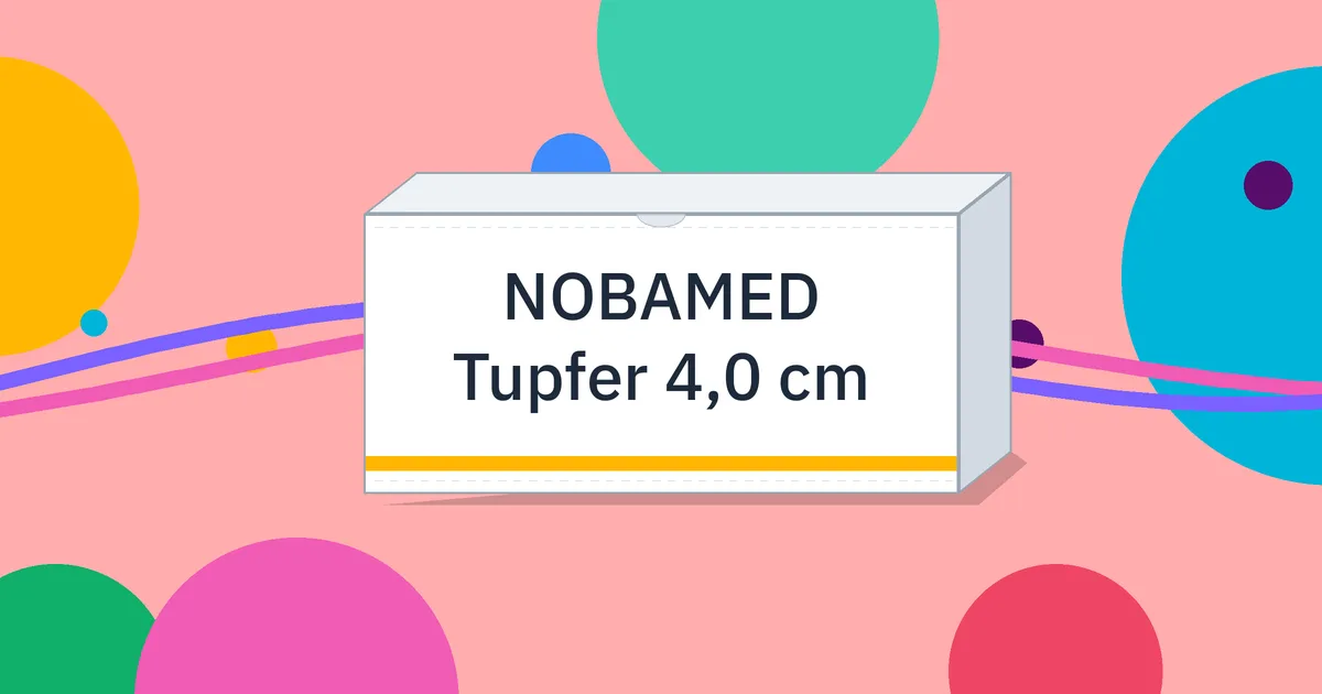 Symbolbild: Packung mit der Aufschrift NOBAMED Tupfer 4,0 cm (PZN 04314215) – Verfügbarkeit und Bezug in Apotheken in Frankfurt am Main