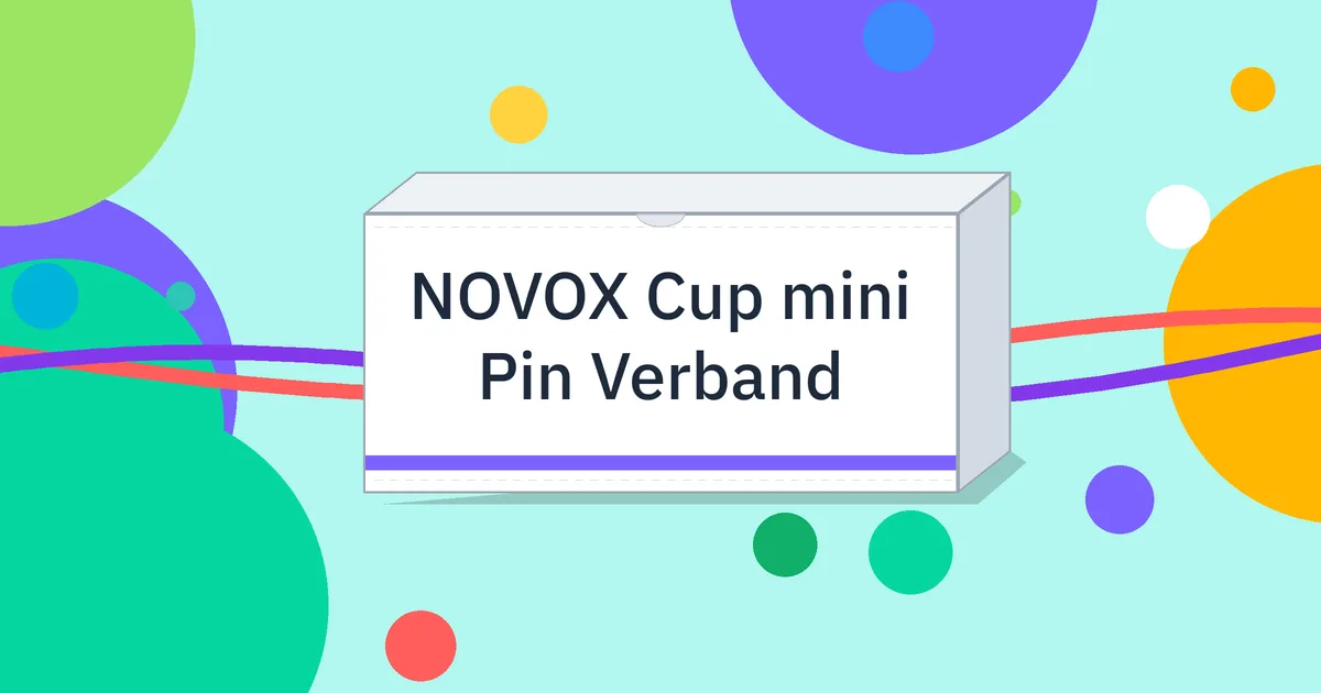 Symbolbild: Packung mit der Aufschrift NOVOX Cup mini Pin Verband (PZN 18650359) – Verfügbarkeit und Bezug in Apotheken in Frankfurt am Main
