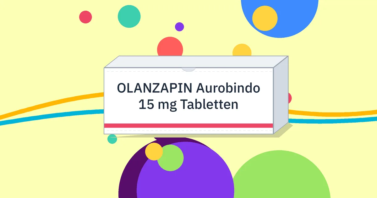 Symbolbild: Packung mit der Aufschrift OLANZAPIN Aurobindo 15 mg Tabletten (PZN 20508717) – Verfügbarkeit und Bezug in Apotheken in Frankfurt am Main