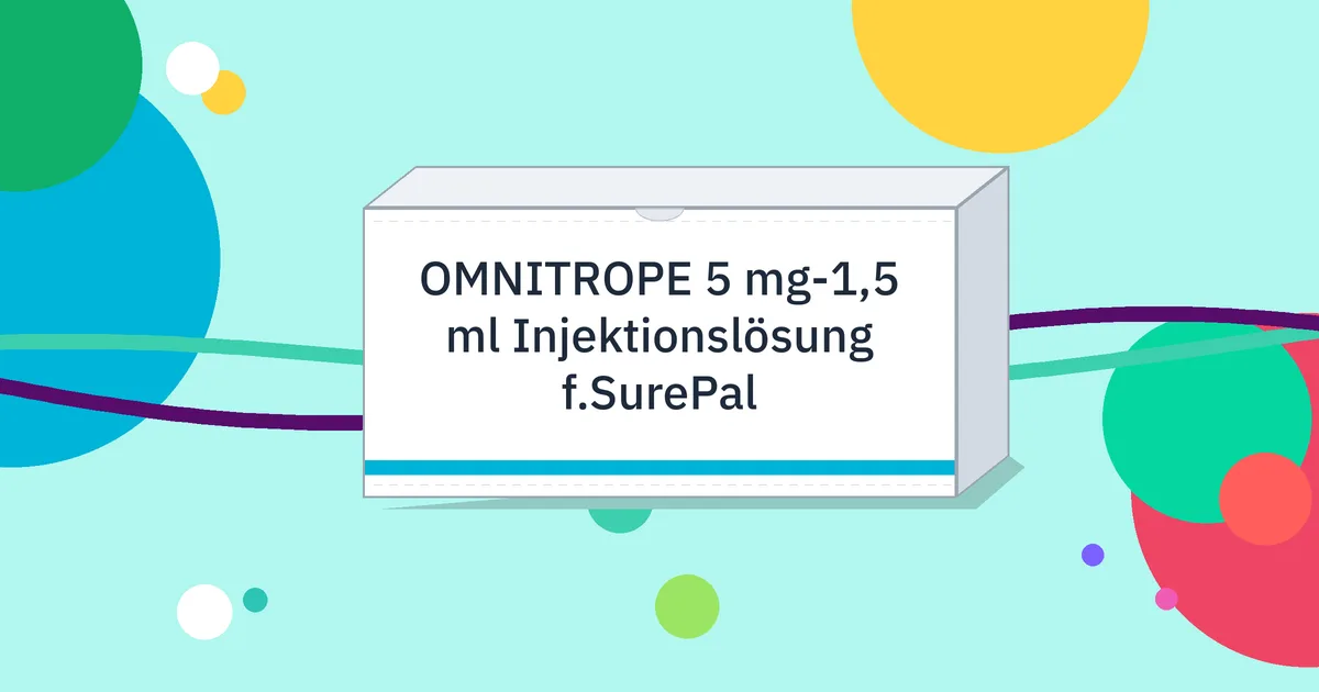 Symbolbild: Packung mit der Aufschrift OMNITROPE 5 mg-1,5 ml Injektionslösung f.SurePal (PZN 17277869) – Verfügbarkeit und Bezug in Apotheken in Frankfurt am Main