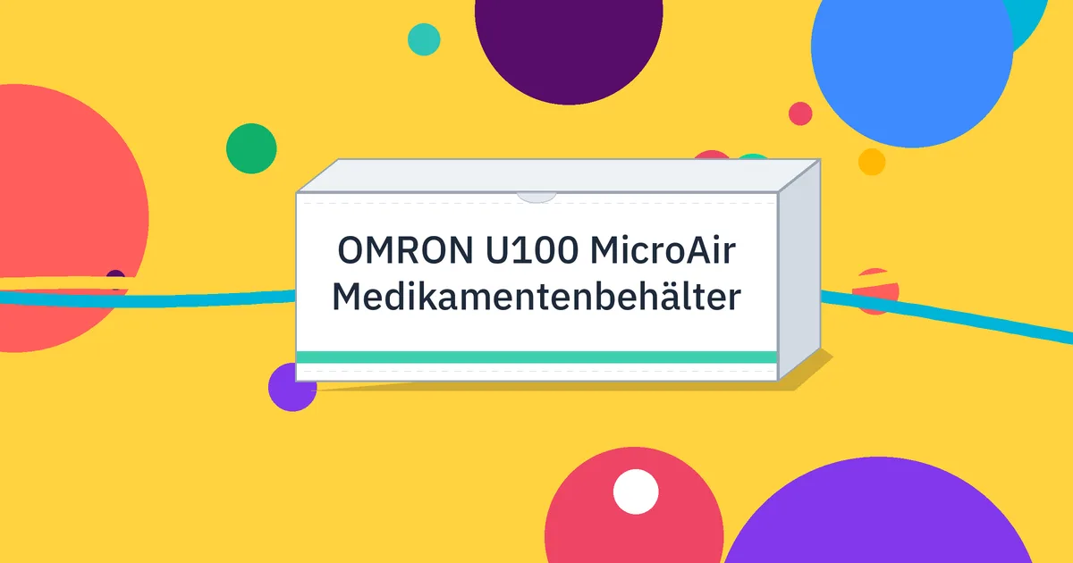 Symbolbild: Packung mit der Aufschrift OMRON U100 MicroAir Medikamentenbehälter (PZN 12903546) – Verfügbarkeit und Bezug in Apotheken in Frankfurt am Main