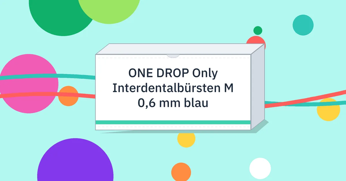 Symbolbild: Packung mit der Aufschrift ONE DROP Only Interdentalbürsten M 0,6 mm blau (PZN 20779675) – Verfügbarkeit und Bezug in Apotheken in Frankfurt am Main