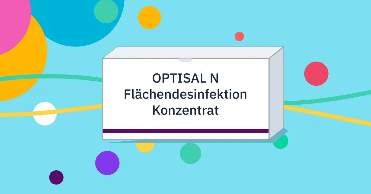 Symbolbild: Packung mit der Aufschrift OPTISAL N Flächendesinfektion Konzentrat (PZN 18843986) – Verfügbarkeit und Bezug in Apotheken in Frankfurt am Main