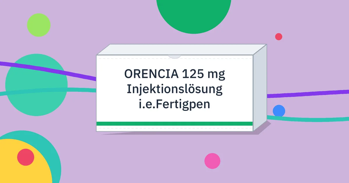 Symbolbild: Packung mit der Aufschrift ORENCIA 125 mg Injektionslösung i.e.Fertigpen (PZN 13696138) – Verfügbarkeit und Bezug in Apotheken in Frankfurt am Main
