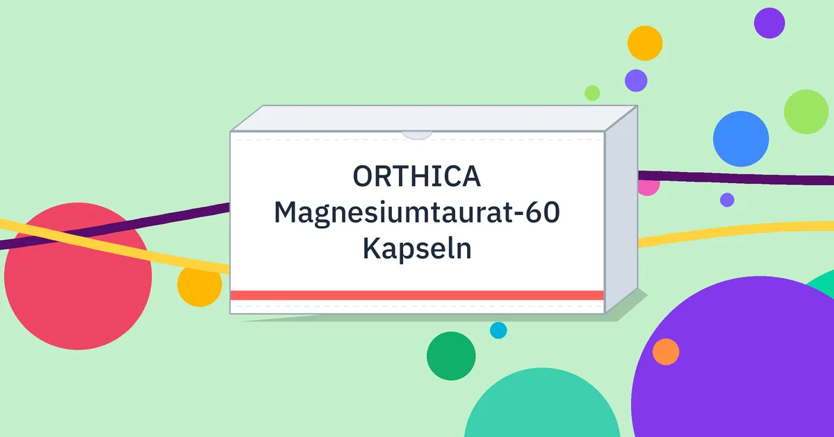 Symbolbild: Packung mit der Aufschrift ORTHICA Magnesiumtaurat-60 Kapseln (PZN 19427132) – Verfügbarkeit und Bezug in Apotheken in Frankfurt am Main
