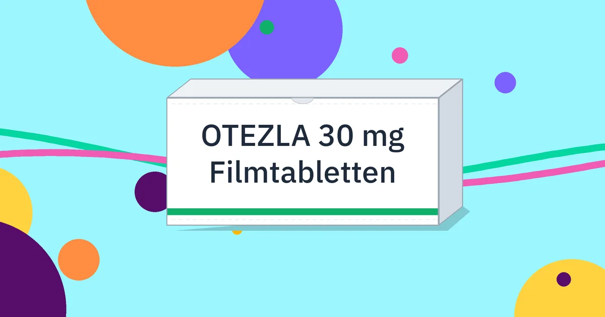 Symbolbild: Packung mit der Aufschrift OTEZLA 30 mg Filmtabletten (PZN 01074905) – Verfügbarkeit und Bezug in Apotheken in Frankfurt am Main