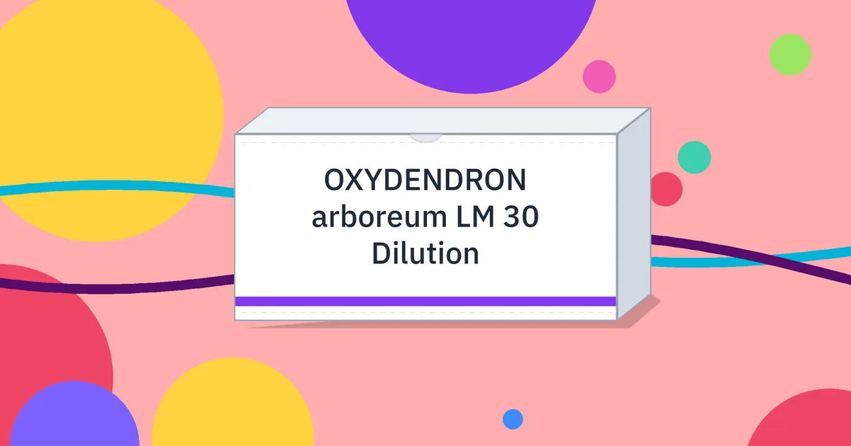 Symbolbild: Packung mit der Aufschrift OXYDENDRON arboreum LM 30 Dilution (PZN 13629610) – Verfügbarkeit und Bezug in Apotheken in Frankfurt am Main
