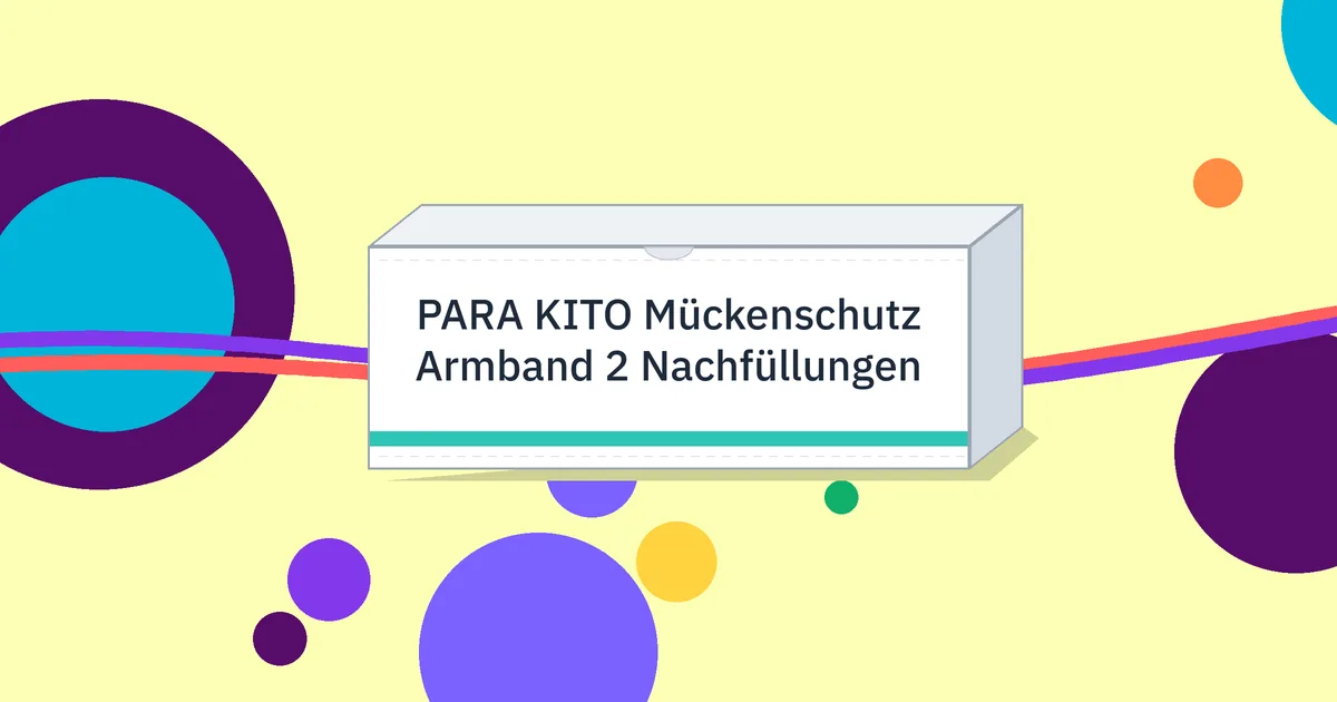 Symbolbild: Packung mit der Aufschrift PARA KITO Mückenschutz Armband 2 Nachfüllungen (PZN 19132023) – Verfügbarkeit und Bezug in Apotheken in Frankfurt am Main
