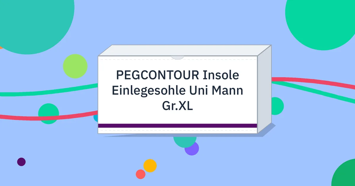 Symbolbild: Packung mit der Aufschrift PEGCONTOUR Insole Einlegesohle Uni Mann Gr.XL (PZN 17871868) – Verfügbarkeit und Bezug in Apotheken in Frankfurt am Main