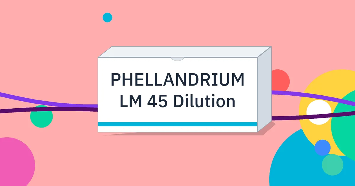 Symbolbild: Packung mit der Aufschrift PHELLANDRIUM LM 45 Dilution (PZN 13637667) – Verfügbarkeit und Bezug in Apotheken in Frankfurt am Main