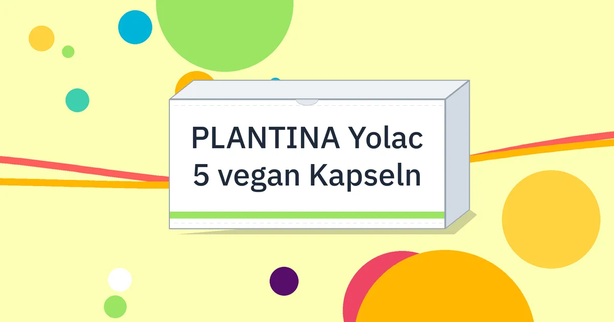 Symbolbild: Packung mit der Aufschrift PLANTINA Yolac 5 vegan Kapseln (PZN 17216276) – Verfügbarkeit und Bezug in Apotheken in Frankfurt am Main