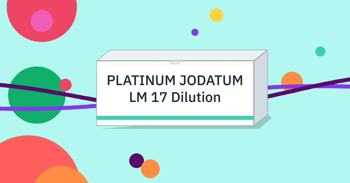 Symbolbild: Packung mit der Aufschrift PLATINUM JODATUM LM 17 Dilution (PZN 13647654) – Verfügbarkeit und Bezug in Apotheken in Frankfurt am Main
