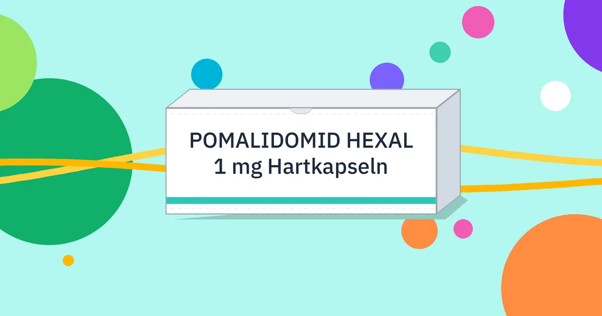 Symbolbild: Packung mit der Aufschrift POMALIDOMID HEXAL 1 mg Hartkapseln (PZN 19136392) – Verfügbarkeit und Bezug in Apotheken in Frankfurt am Main