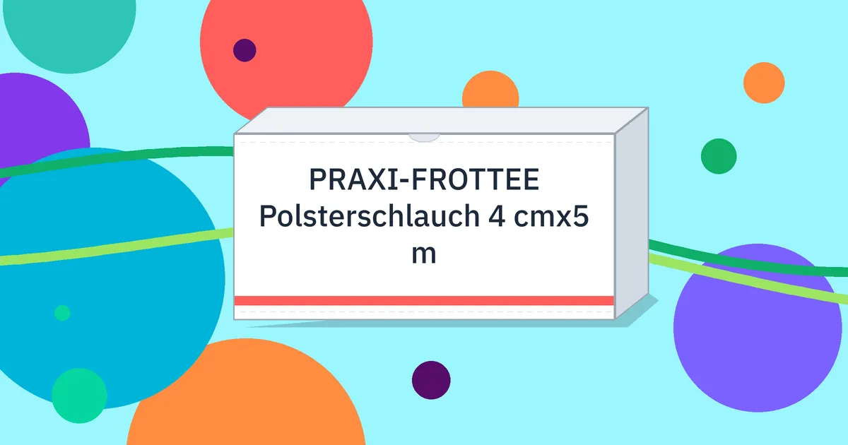 Symbolbild: Packung mit der Aufschrift PRAXI-FROTTEE Polsterschlauch 4 cmx5 m (PZN 12825898) – Verfügbarkeit und Bezug in Apotheken in Frankfurt am Main