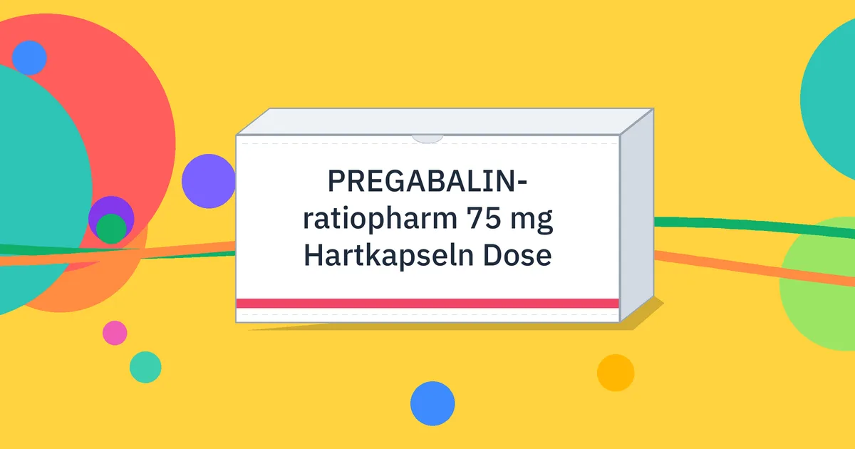 Symbolbild: Packung mit der Aufschrift PREGABALIN-ratiopharm 75 mg Hartkapseln Dose (PZN 19535867) – Verfügbarkeit und Bezug in Apotheken in Frankfurt am Main