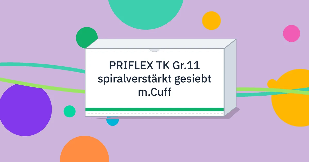 Symbolbild: Packung mit der Aufschrift PRIFLEX TK Gr.11 spiralverstärkt gesiebt m.Cuff (PZN 10287652) – Verfügbarkeit und Bezug in Apotheken in Frankfurt am Main