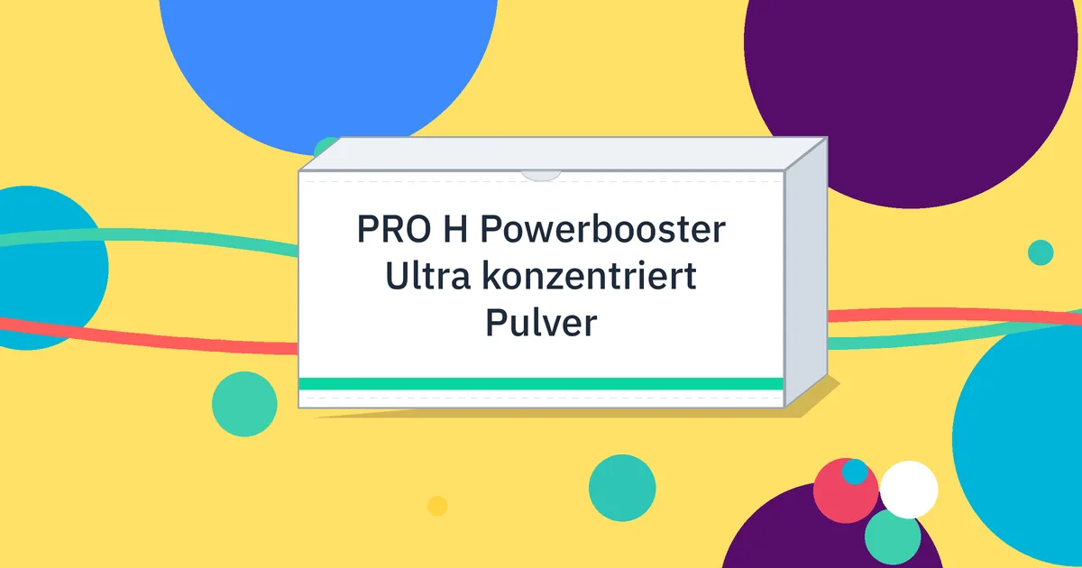 Symbolbild: Packung mit der Aufschrift PRO H Powerbooster Ultra konzentriert Pulver (PZN 01154449) – Verfügbarkeit und Bezug in Apotheken in Frankfurt am Main