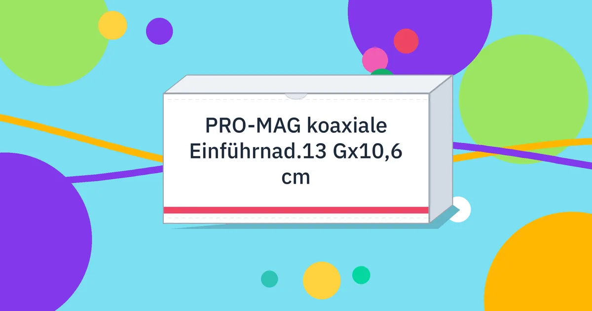 Symbolbild: Packung mit der Aufschrift PRO-MAG koaxiale Einführnad.13 Gx10,6 cm (PZN 06769055) – Verfügbarkeit und Bezug in Apotheken in Frankfurt am Main