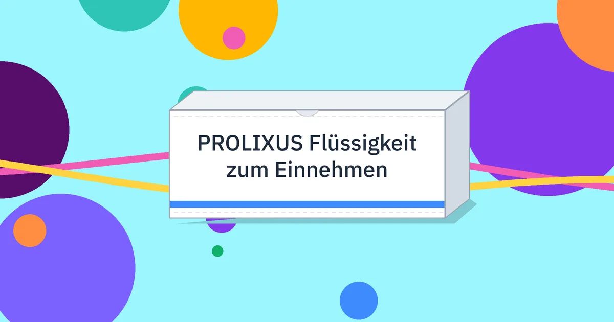 Symbolbild: Packung mit der Aufschrift PROLIXUS Flüssigkeit zum Einnehmen (PZN 17879717) – Verfügbarkeit und Bezug in Apotheken in Frankfurt am Main