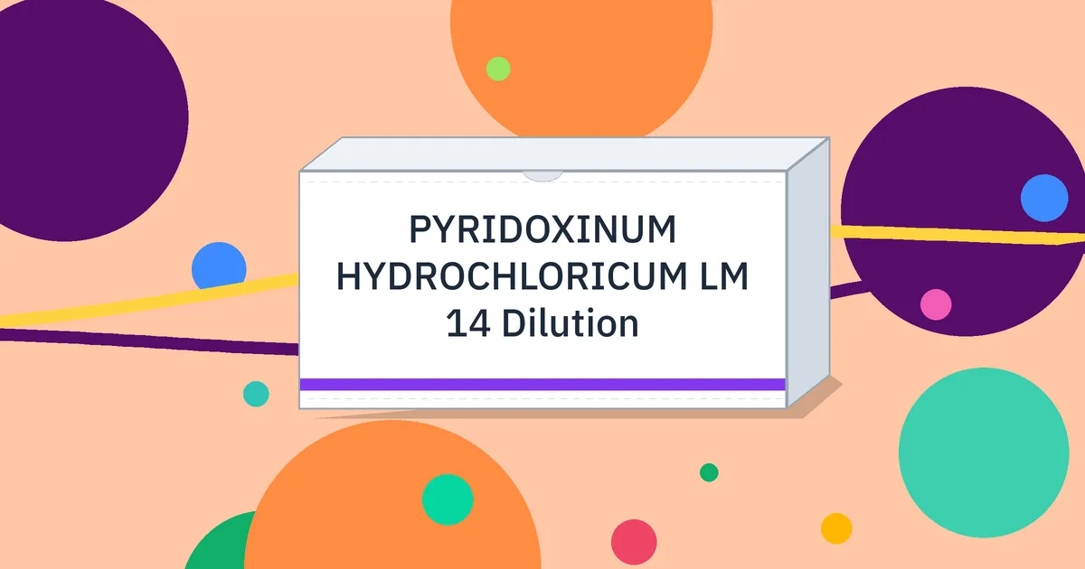 Symbolbild: Packung mit der Aufschrift PYRIDOXINUM HYDROCHLORICUM LM 14 Dilution (PZN 13672267) – Verfügbarkeit und Bezug in Apotheken in Frankfurt am Main