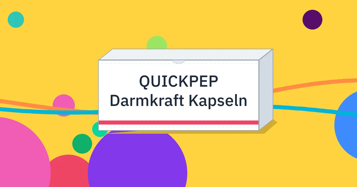 Symbolbild: Packung mit der Aufschrift QUICKPEP Darmkraft Kapseln (PZN 19212408) – Verfügbarkeit und Bezug in Apotheken in Frankfurt am Main