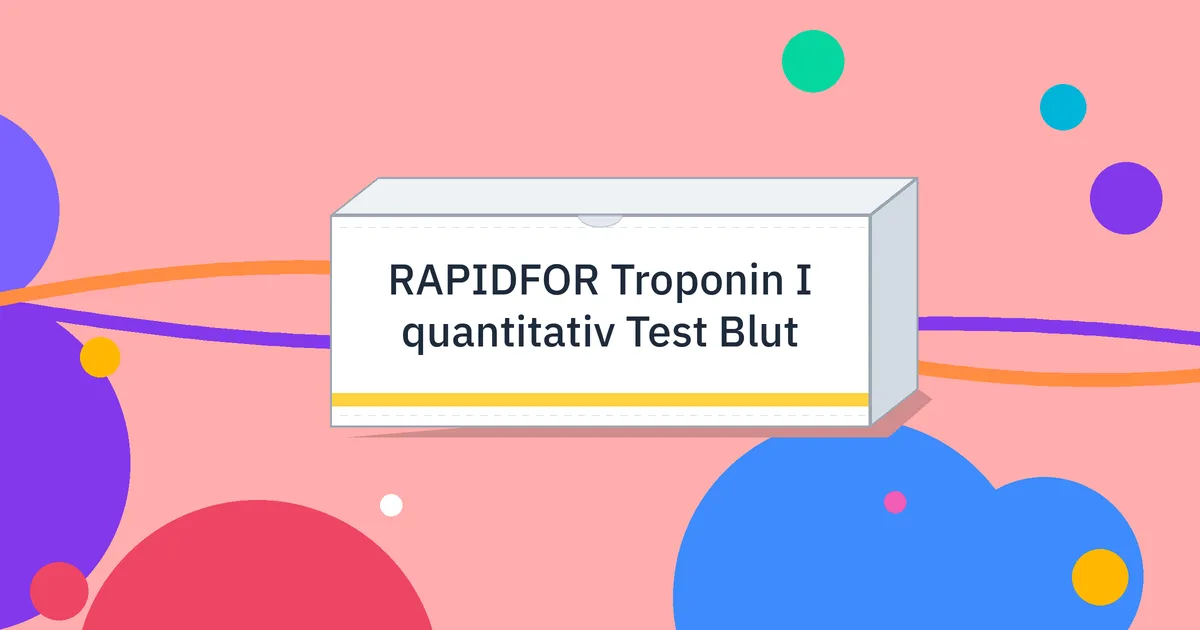 Symbolbild: Packung mit der Aufschrift RAPIDFOR Troponin I quantitativ Test Blut (PZN 19538179) – Verfügbarkeit und Bezug in Apotheken in Frankfurt am Main