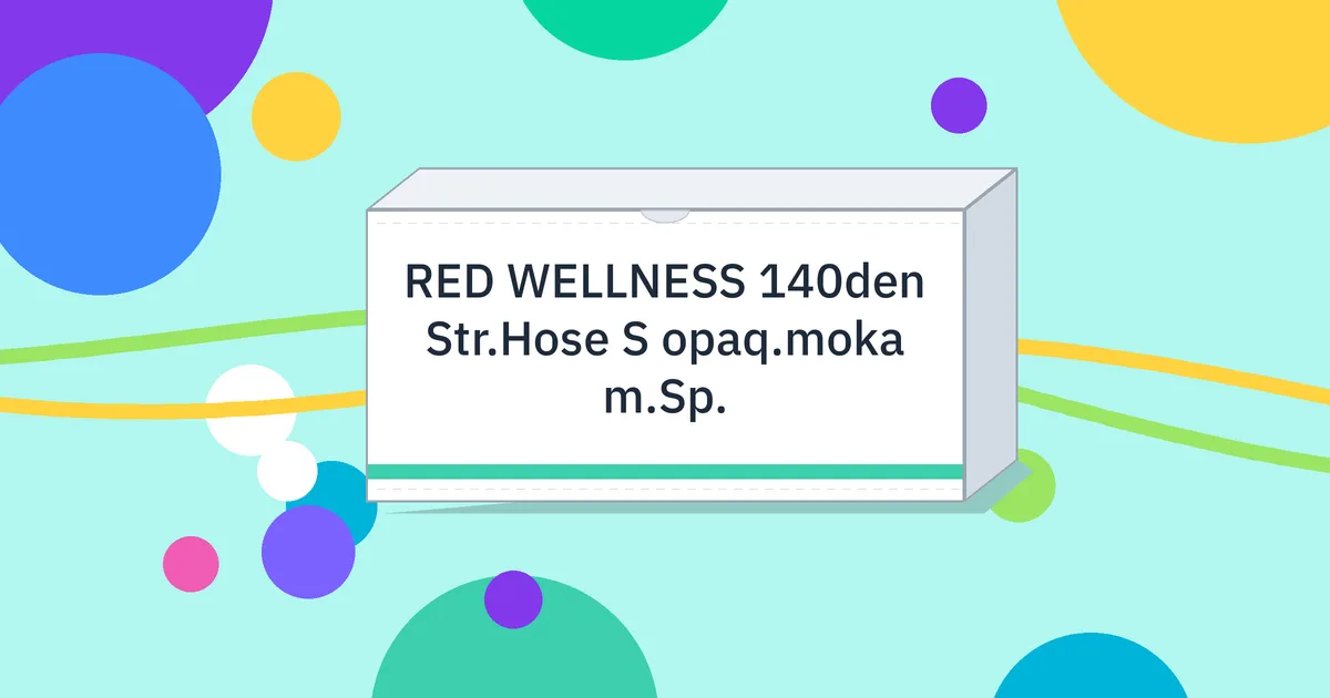 Symbolbild: Packung mit der Aufschrift RED WELLNESS 140den Str.Hose S opaq.moka m.Sp. (PZN 16176014) – Verfügbarkeit und Bezug in Apotheken in Frankfurt am Main