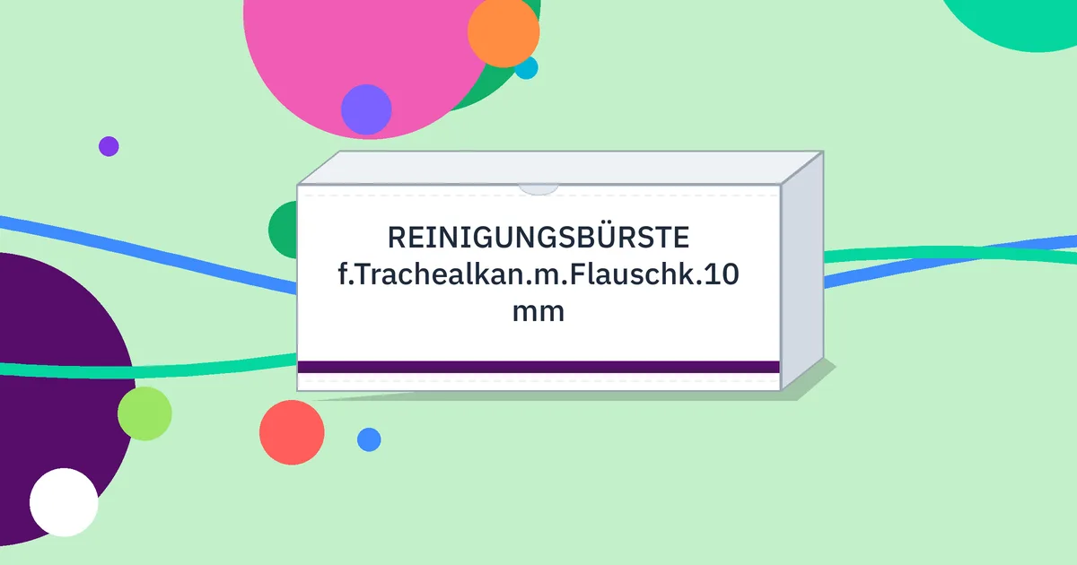 Symbolbild: Packung mit der Aufschrift REINIGUNGSBÜRSTE f.Trachealkan.m.Flauschk.10 mm (PZN 00140209) – Verfügbarkeit und Bezug in Apotheken in Frankfurt am Main