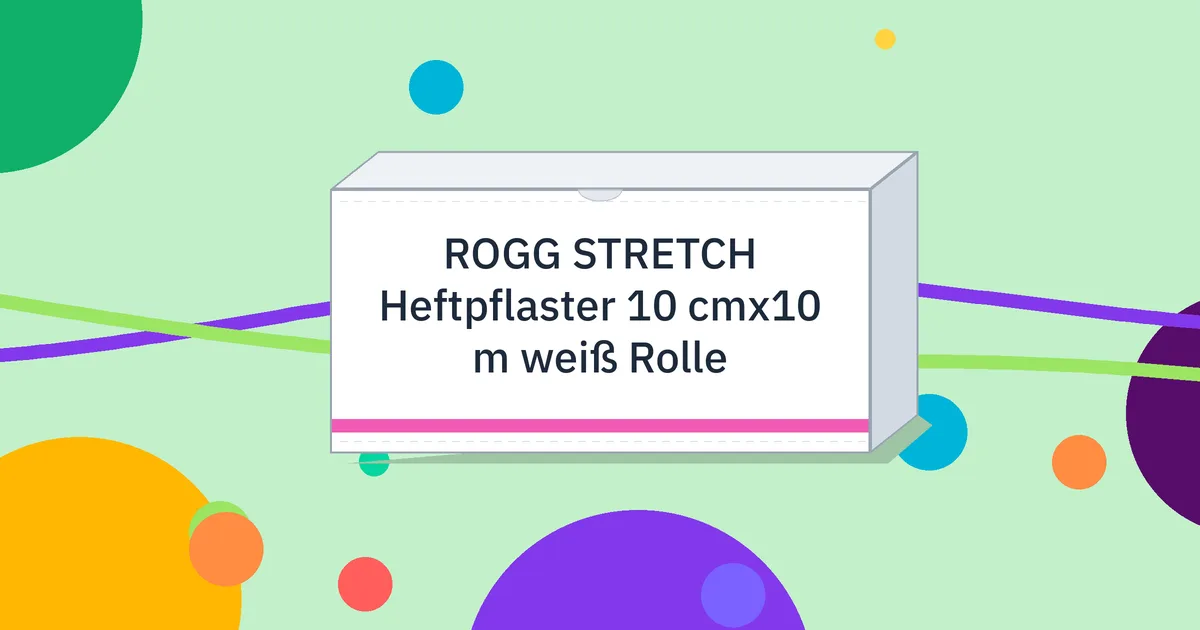 Symbolbild: Packung mit der Aufschrift ROGG STRETCH Heftpflaster 10 cmx10 m weiß Rolle (PZN 07150412) – Verfügbarkeit und Bezug in Apotheken in Frankfurt am Main