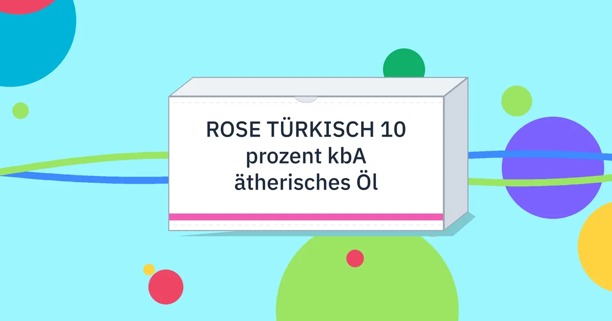 Symbolbild: Packung mit der Aufschrift ROSE TÜRKISCH 10 prozent kbA ätherisches Öl (PZN 00721716) – Verfügbarkeit und Bezug in Apotheken in Frankfurt am Main