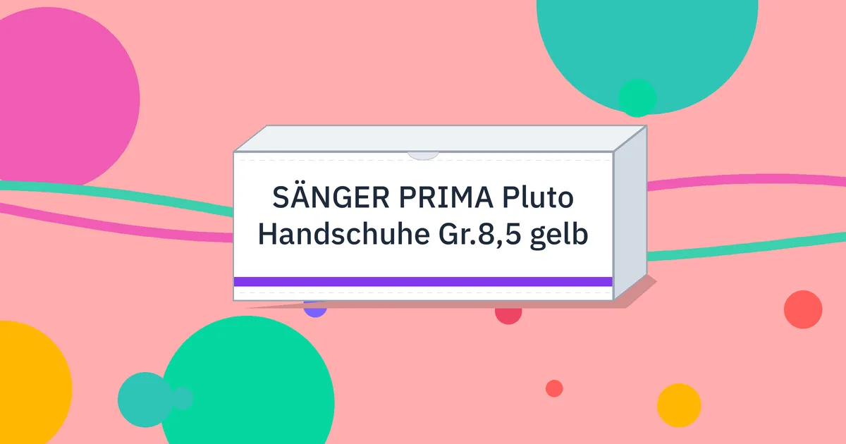 Symbolbild: Packung mit der Aufschrift SÄNGER PRIMA Pluto Handschuhe Gr.8,5 gelb (PZN 00773541) – Verfügbarkeit und Bezug in Apotheken in Frankfurt am Main