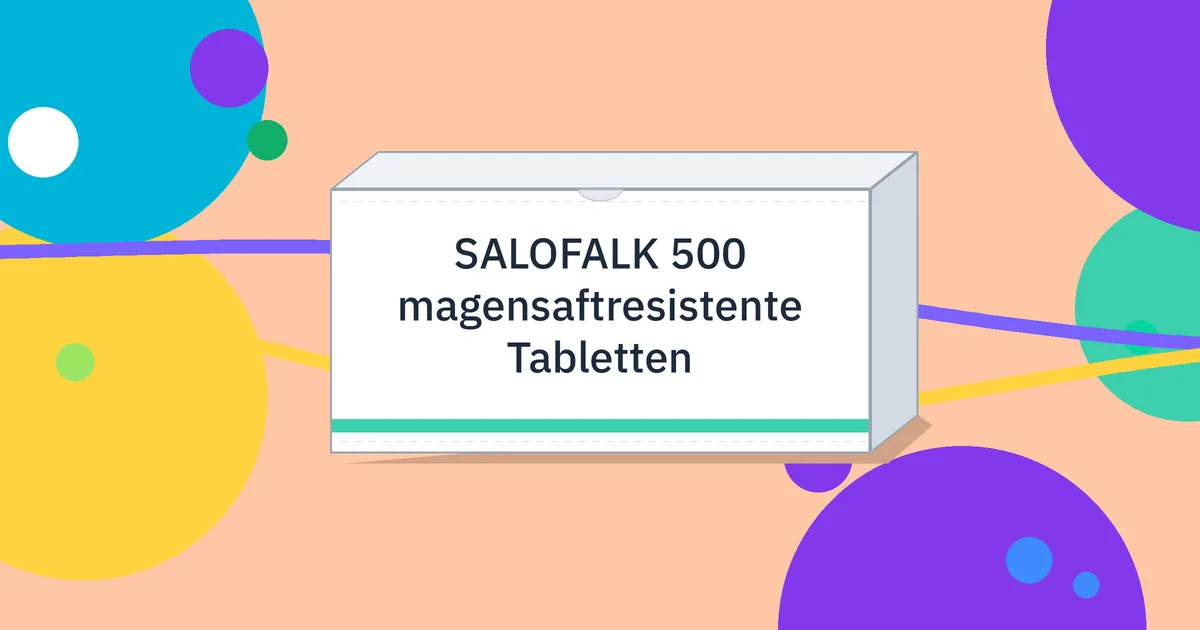 Symbolbild: Packung mit der Aufschrift SALOFALK 500 magensaftresistente Tabletten (PZN 07233411) – Verfügbarkeit und Bezug in Apotheken in Frankfurt am Main