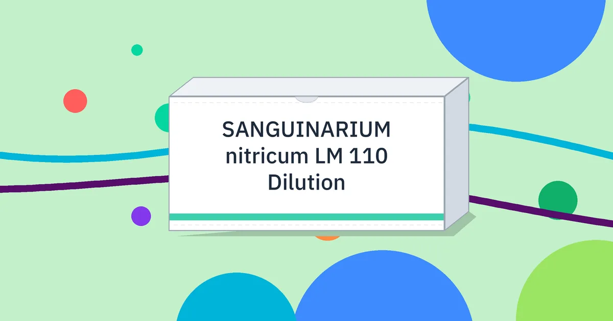 Symbolbild: Packung mit der Aufschrift SANGUINARIUM nitricum LM 110 Dilution (PZN 13182020) – Verfügbarkeit und Bezug in Apotheken in Frankfurt am Main