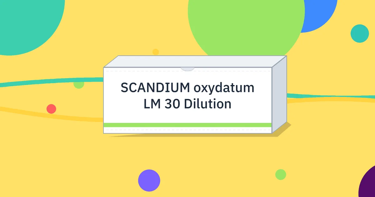 Symbolbild: Packung mit der Aufschrift SCANDIUM oxydatum LM 30 Dilution (PZN 13183775) – Verfügbarkeit und Bezug in Apotheken in Frankfurt am Main
