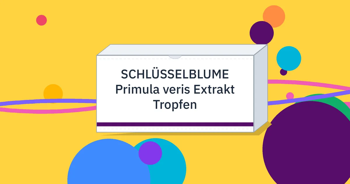 Symbolbild: Packung mit der Aufschrift SCHLÜSSELBLUME Primula veris Extrakt Tropfen (PZN 20211845) – Verfügbarkeit und Bezug in Apotheken in Frankfurt am Main