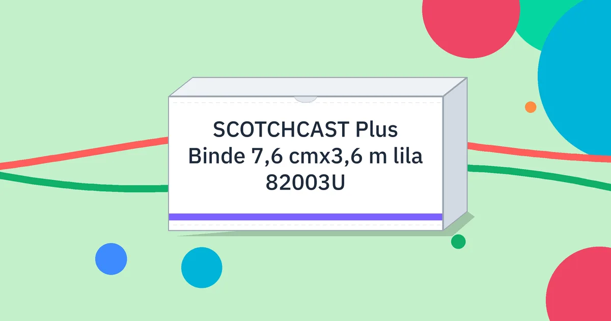 Symbolbild: Packung mit der Aufschrift SCOTCHCAST Plus Binde 7,6 cmx3,6 m lila 82003U (PZN 02699464) – Verfügbarkeit und Bezug in Apotheken in Frankfurt am Main