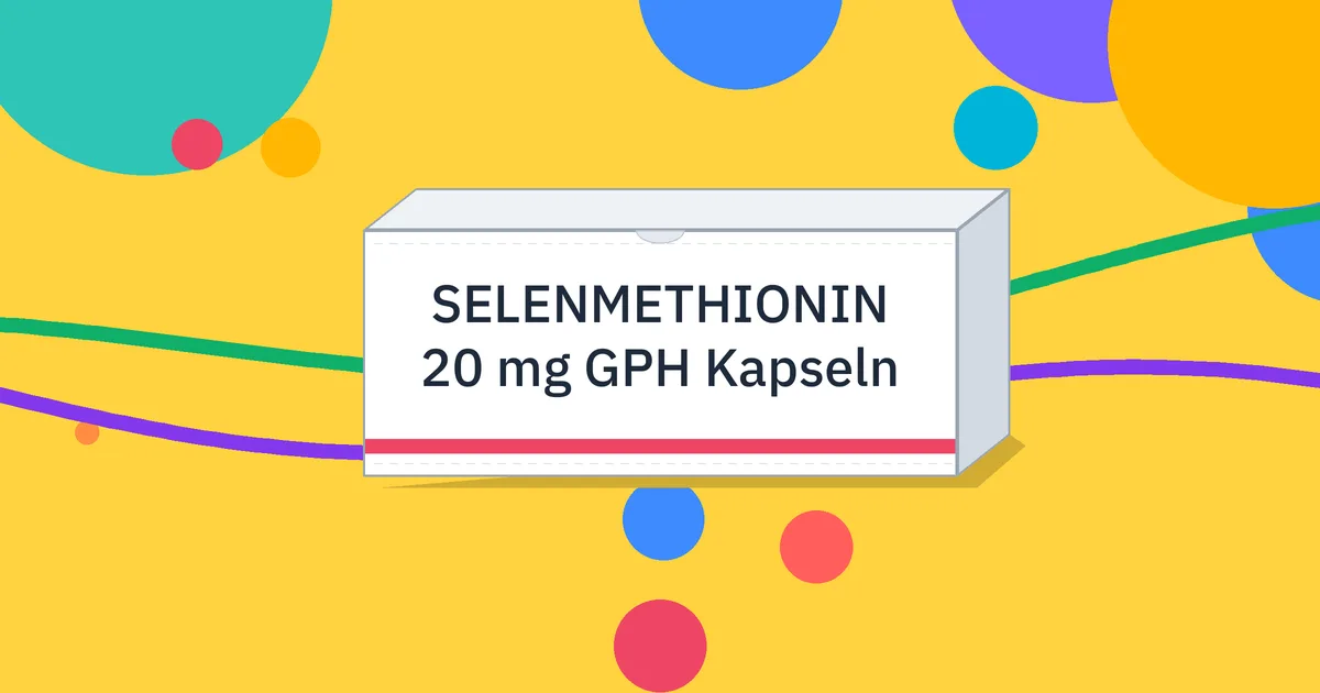Symbolbild: Packung mit der Aufschrift SELENMETHIONIN 20 mg GPH Kapseln (PZN 20857027) – Verfügbarkeit und Bezug in Apotheken in Frankfurt am Main
