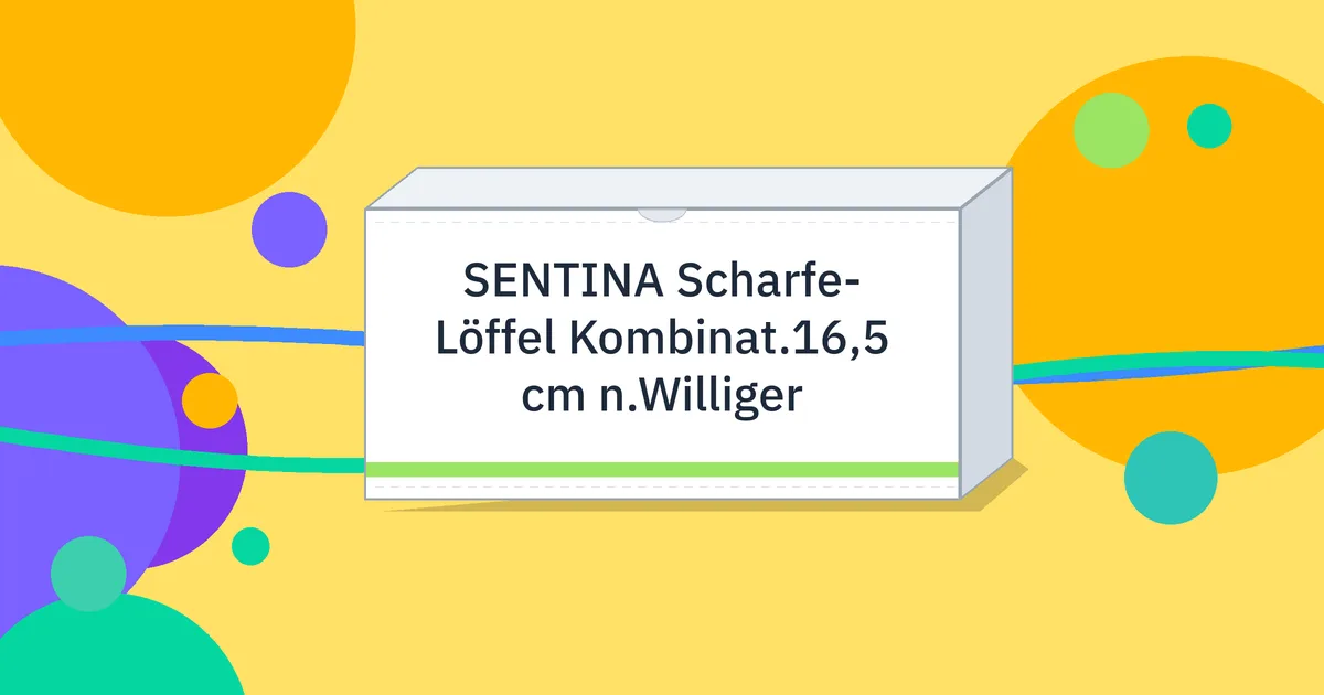 Symbolbild: Packung mit der Aufschrift SENTINA Scharfe-Löffel Kombinat.16,5 cm n.Williger (PZN 11593138) – Verfügbarkeit und Bezug in Apotheken in Frankfurt am Main