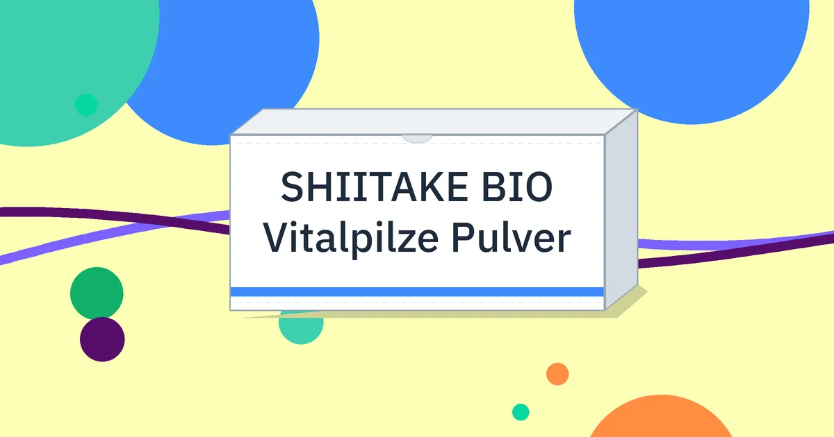 Symbolbild: Packung mit der Aufschrift SHIITAKE BIO Vitalpilze Pulver (PZN 09460358) – Verfügbarkeit und Bezug in Apotheken in Frankfurt am Main