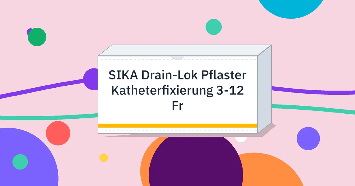 Symbolbild: Packung mit der Aufschrift SIKA Drain-Lok Pflaster Katheterfixierung 3-12 Fr (PZN 18367505) – Verfügbarkeit und Bezug in Apotheken in Frankfurt am Main