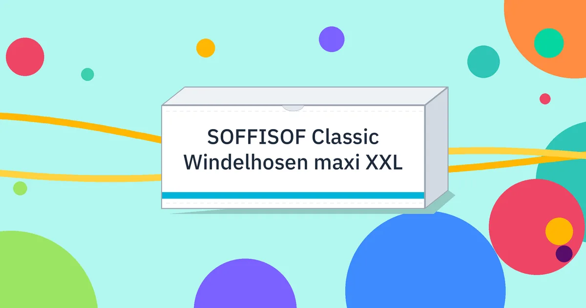 Symbolbild: Packung mit der Aufschrift SOFFISOF Classic Windelhosen maxi XXL (PZN 12566818) – Verfügbarkeit und Bezug in Apotheken in Frankfurt am Main