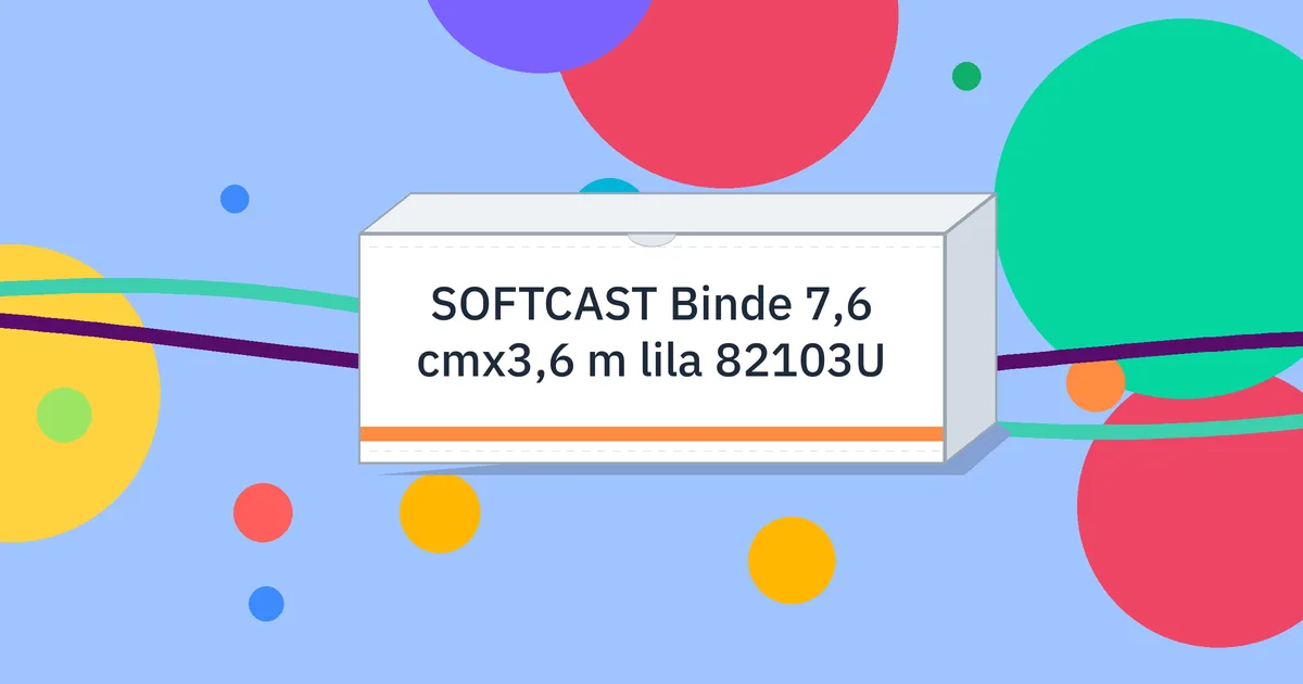 Symbolbild: Packung mit der Aufschrift SOFTCAST Binde 7,6 cmx3,6 m lila 82103U (PZN 02697028) – Verfügbarkeit und Bezug in Apotheken in Frankfurt am Main