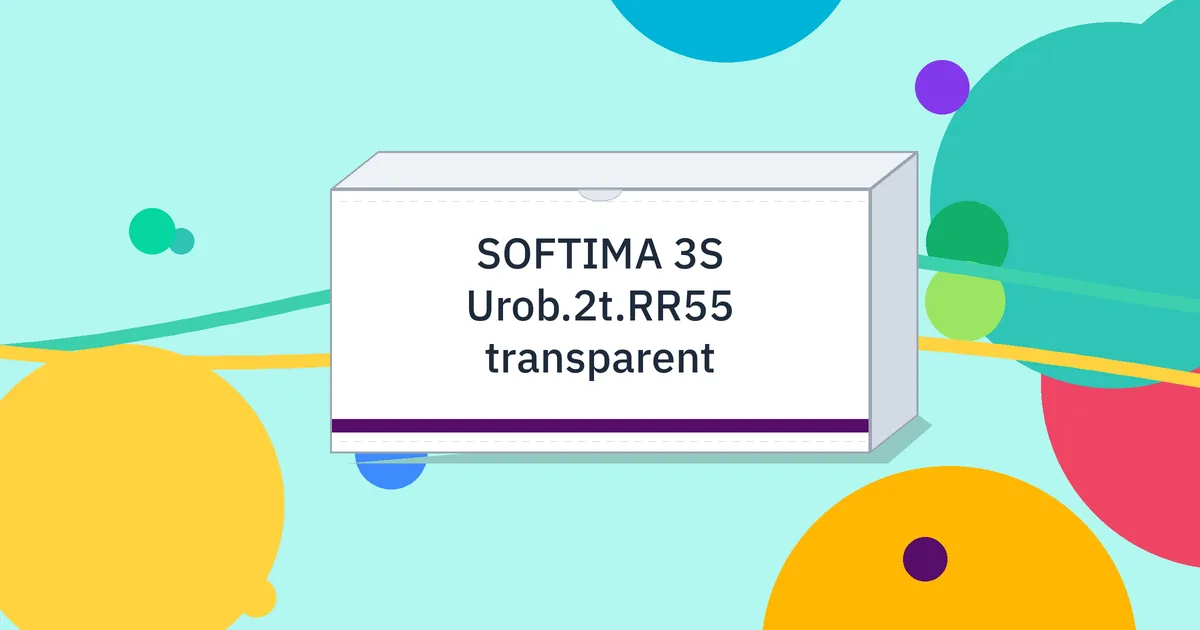 Symbolbild: Packung mit der Aufschrift SOFTIMA 3S Urob.2t.RR55 transparent (PZN 04813697) – Verfügbarkeit und Bezug in Apotheken in Frankfurt am Main