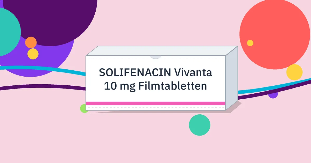 Symbolbild: Packung mit der Aufschrift SOLIFENACIN Vivanta 10 mg Filmtabletten (PZN 19956652) – Verfügbarkeit und Bezug in Apotheken in Frankfurt am Main