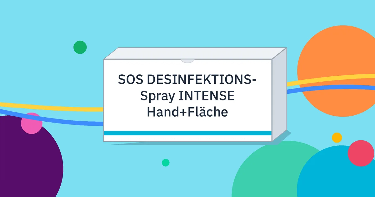 Symbolbild: Packung mit der Aufschrift SOS DESINFEKTIONS-Spray INTENSE Hand+Fläche (PZN 18000288) – Verfügbarkeit und Bezug in Apotheken in Frankfurt am Main