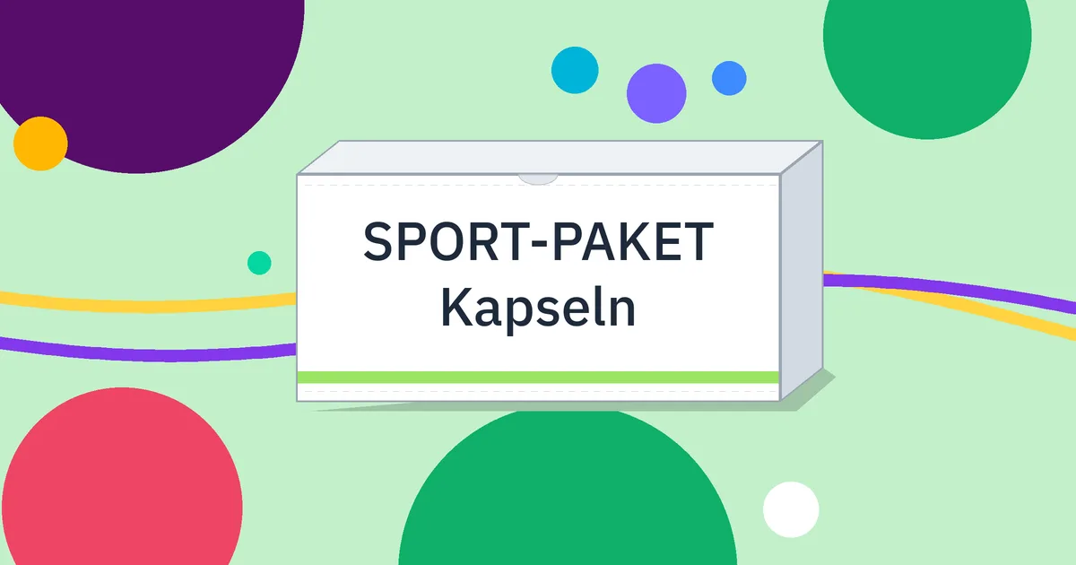 Symbolbild: Packung mit der Aufschrift SPORT-PAKET Kapseln (PZN 19776418) – Verfügbarkeit und Bezug in Apotheken in Frankfurt am Main