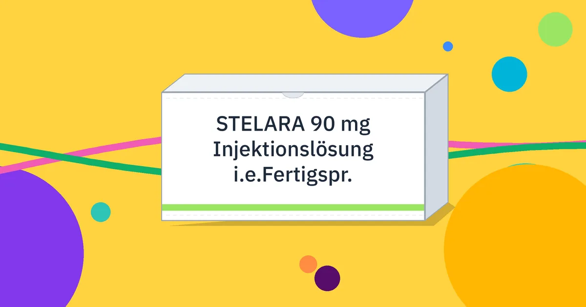 Symbolbild: Packung mit der Aufschrift STELARA 90 mg Injektionslösung i.e.Fertigspr. (PZN 03992410) – Verfügbarkeit und Bezug in Apotheken in Frankfurt am Main