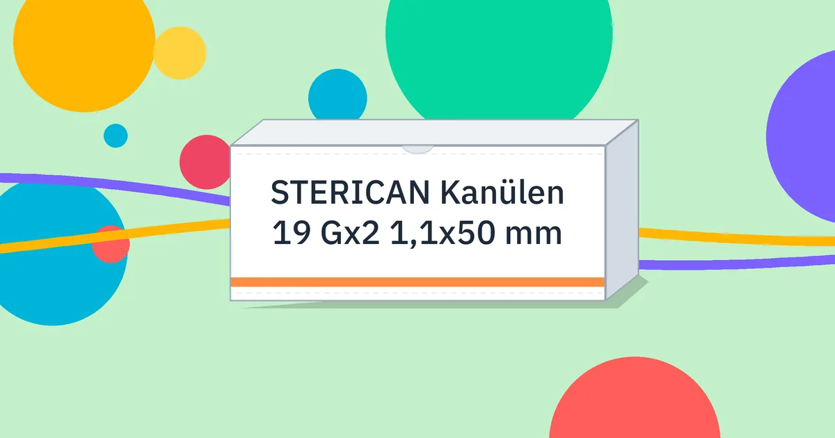 Symbolbild: Packung mit der Aufschrift STERICAN Kanülen 19 Gx2 1,1x50 mm (PZN 16016701) – Verfügbarkeit und Bezug in Apotheken in Frankfurt am Main