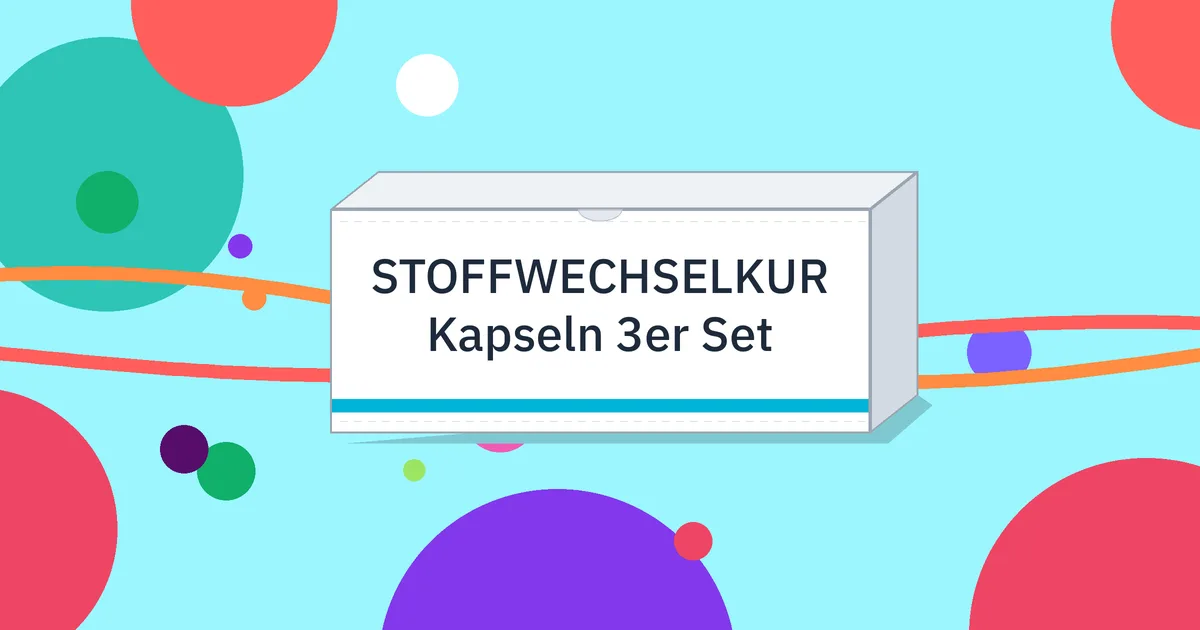 Symbolbild: Packung mit der Aufschrift STOFFWECHSELKUR Kapseln 3er Set (PZN 20098521) – Verfügbarkeit und Bezug in Apotheken in Frankfurt am Main