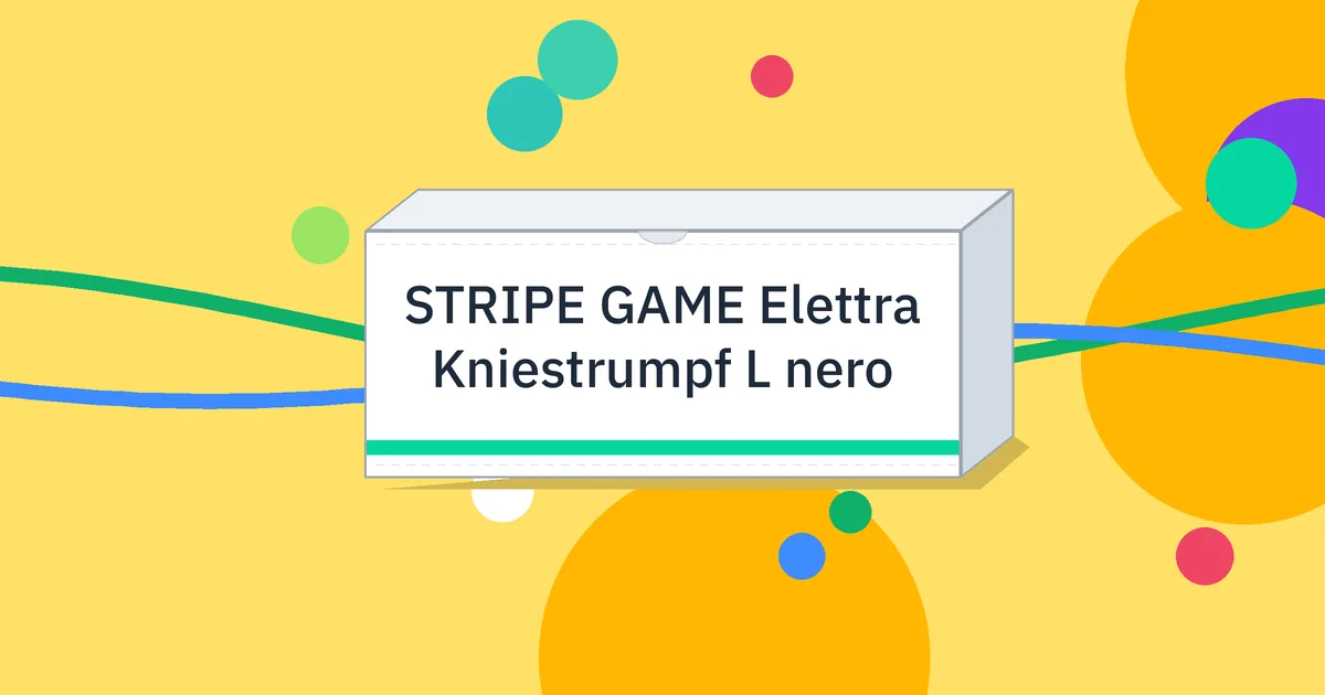 Symbolbild: Packung mit der Aufschrift STRIPE GAME Elettra Kniestrumpf L nero (PZN 20720009) – Verfügbarkeit und Bezug in Apotheken in Frankfurt am Main